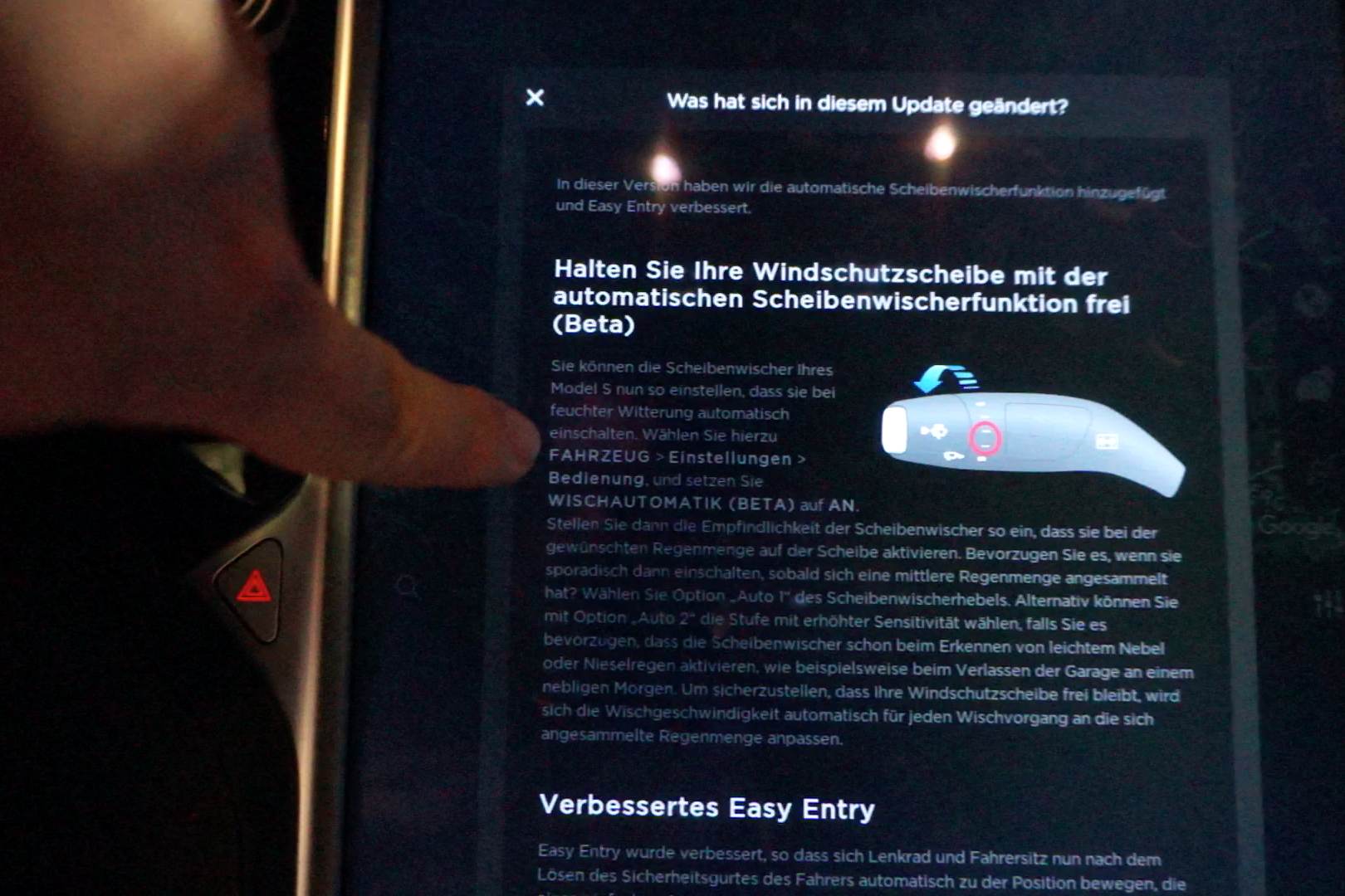 Tesla Model S Software Update 50.3 - endlich ist der Regensensor da ...